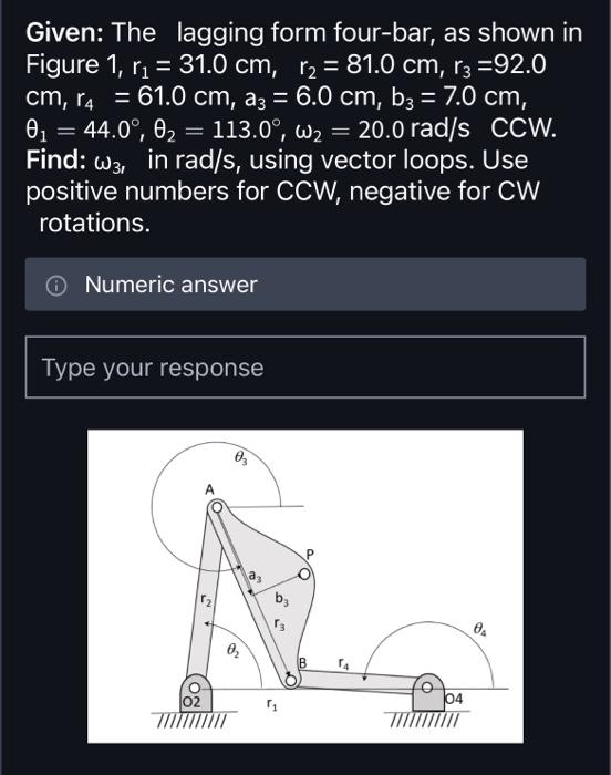 Solved find w3,w4 (rad/s) , and velocities in the X and in | Chegg.com