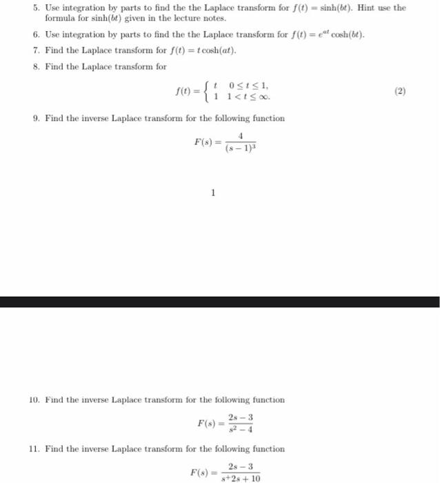 Solved 5. Use integration by parts to find the the Laplace | Chegg.com