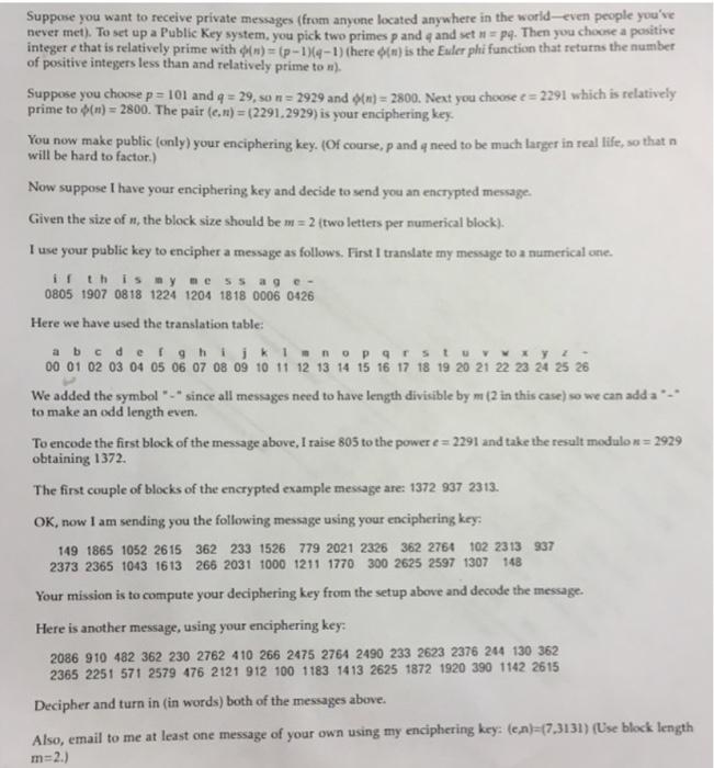 Solved Please decode these two messages in words and give an | Chegg.com