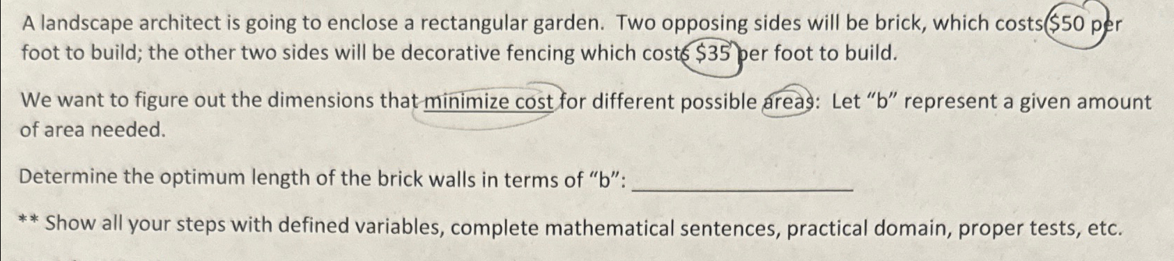 Solved A landscape architect is going to enclose a | Chegg.com