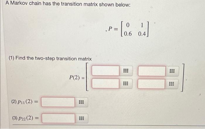 Solved A Markov chain has the transition matrix shown below: | Chegg.com