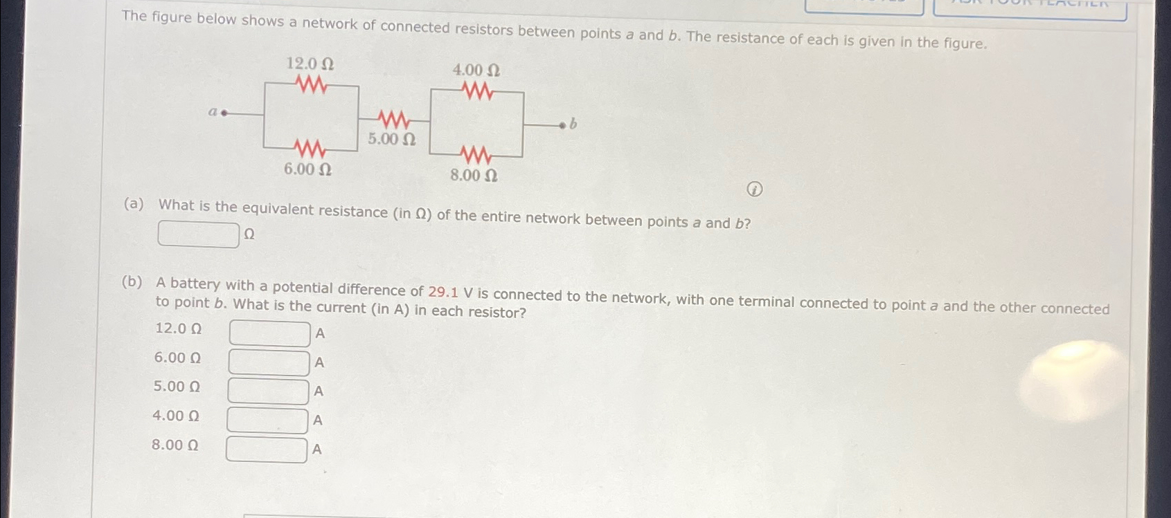 Solved The figure below shows a network of connected | Chegg.com