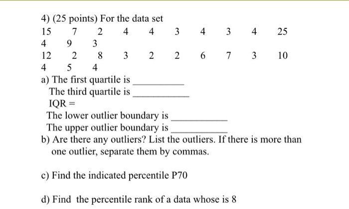 Solved 4 25 Points For The Data Set 15 7 2 4 4 3 4 3 4 25 