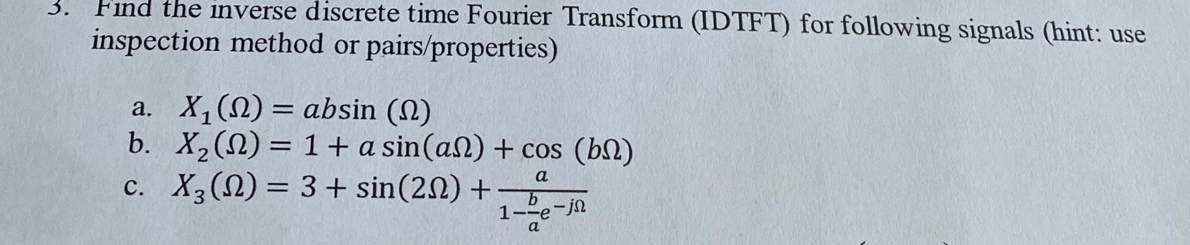 Solved Find the inverse discrete time Fourier Transform | Chegg.com