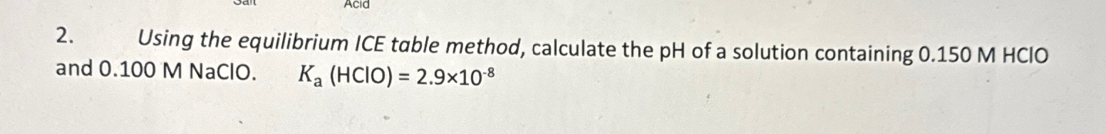 Solved Using the equilibrium ICE table method, calculate the | Chegg.com