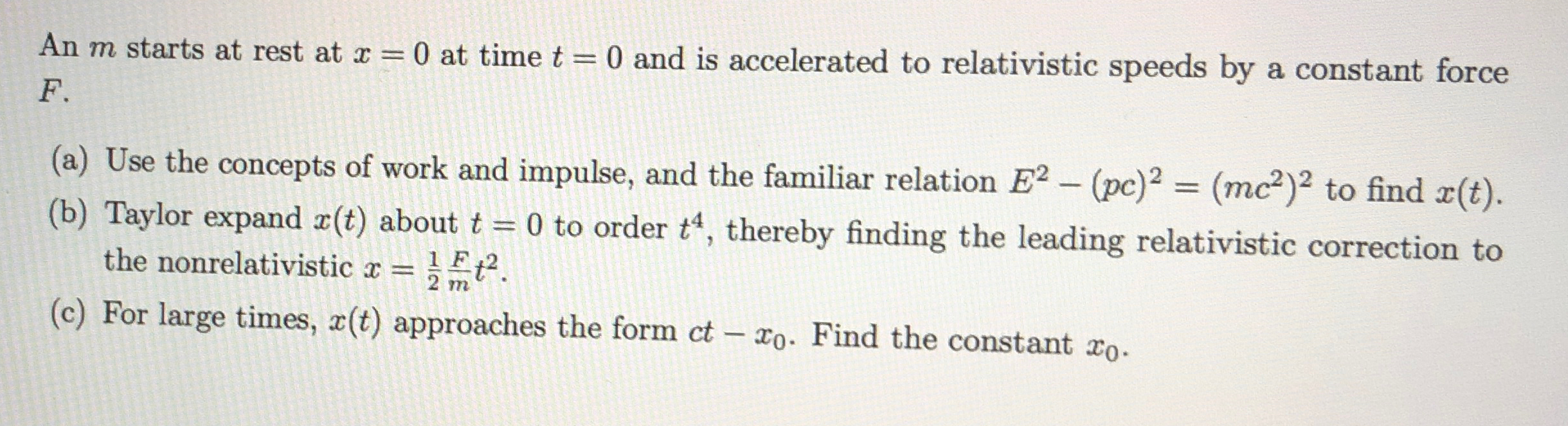 Solved An m ﻿starts at rest at x=0 ﻿at time t=0 ﻿and is | Chegg.com