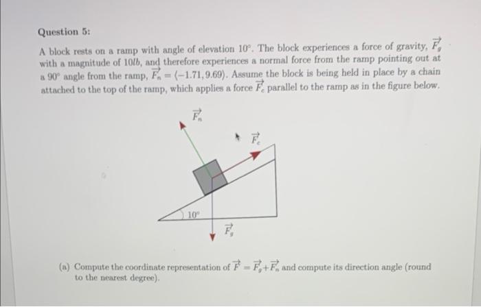 Solved Question 5: A block rests on a ramp with angle of | Chegg.com