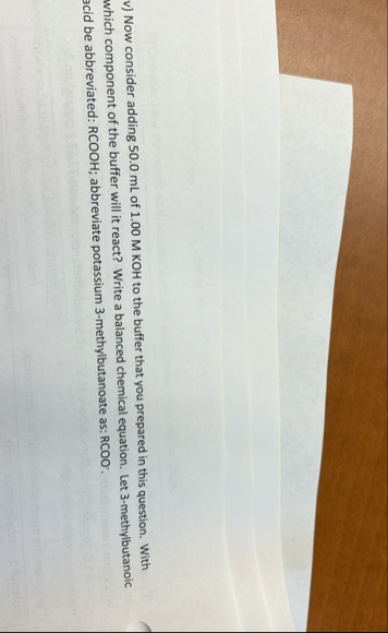 Solved v) ﻿Now consider adding 50.0 ﻿mL of 1.00 ﻿M KOH to | Chegg.com