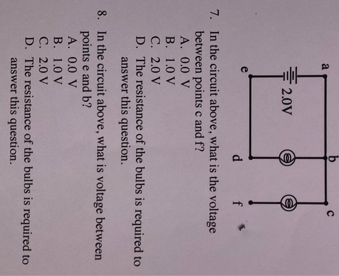 Solved 7. In the circuit above, what is the voltage between | Chegg.com