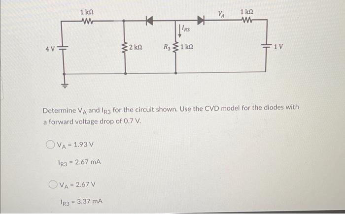Solved Determine VA and IR3 for the circuit shown. Use the | Chegg.com