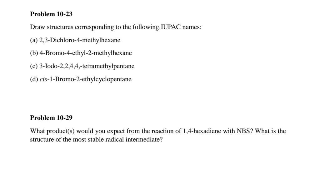 Solved Problem 10-23 Draw structures corresponding to the | Chegg.com