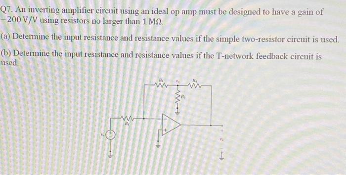 Solved Q7. An inverting amplifier circuit using an ideal op | Chegg.com