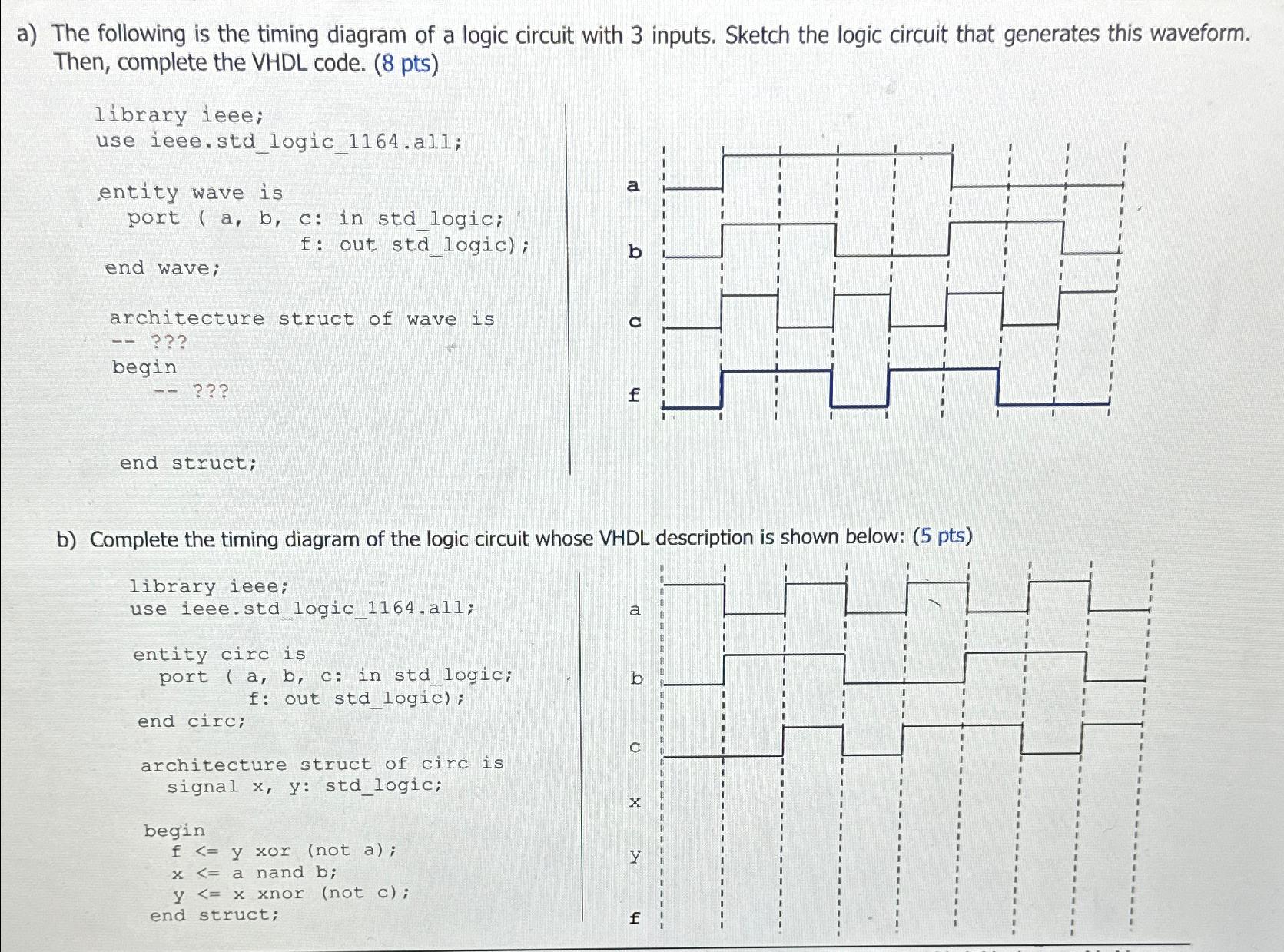 Solved a) ﻿The following is the timing diagram of a logic | Chegg.com