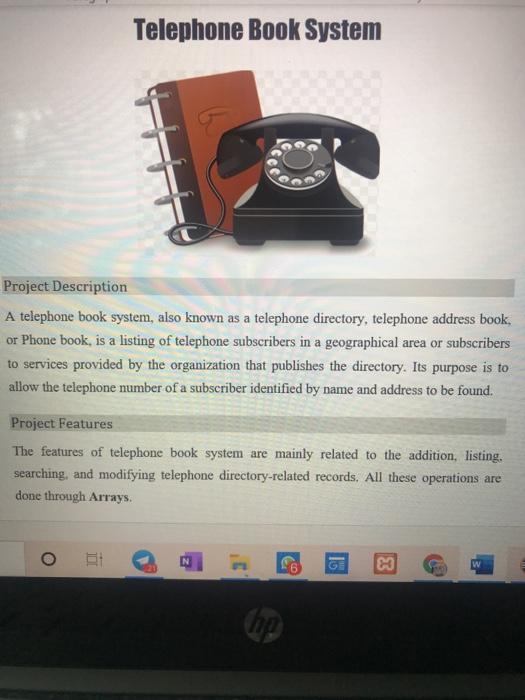 Solved Telephone Book System Project Description A telephone | Chegg.com