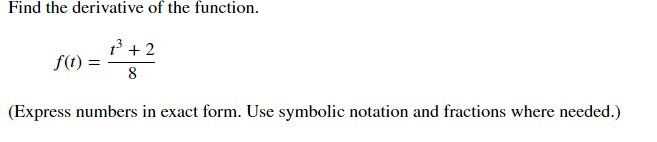 Solved Find the derivative of the | Chegg.com