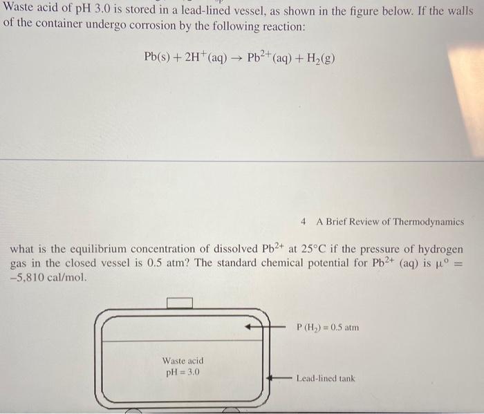 Solved Waste acid of \\( \\mathrm{pH} 3.0 \\) is stored in a | Chegg.com