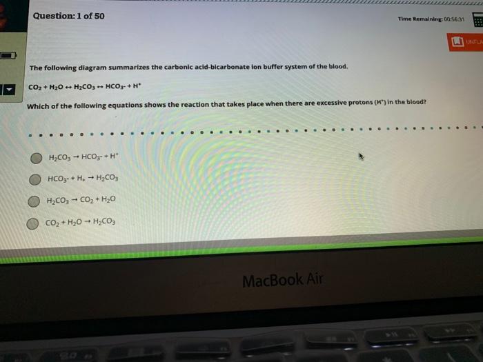 Solved CO2+H2O↔H2CO3↔HCO3−+H∗ Which of the following | Chegg.com