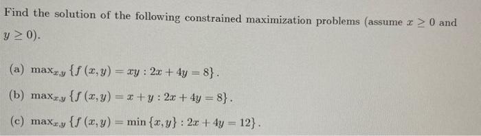 Solved Find the solution of the following constrained | Chegg.com