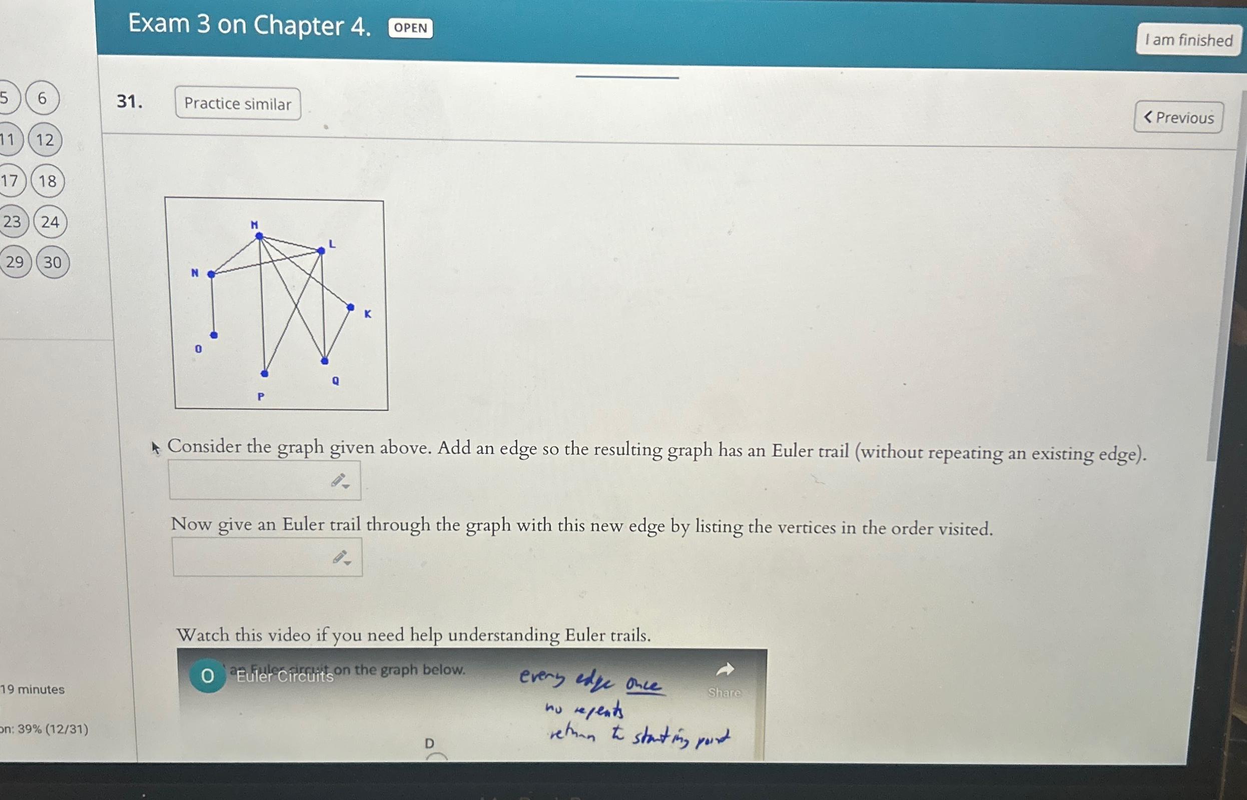Solved Exam 3 ﻿on Chapter 4.OPEN31.Consider the graph given | Chegg.com