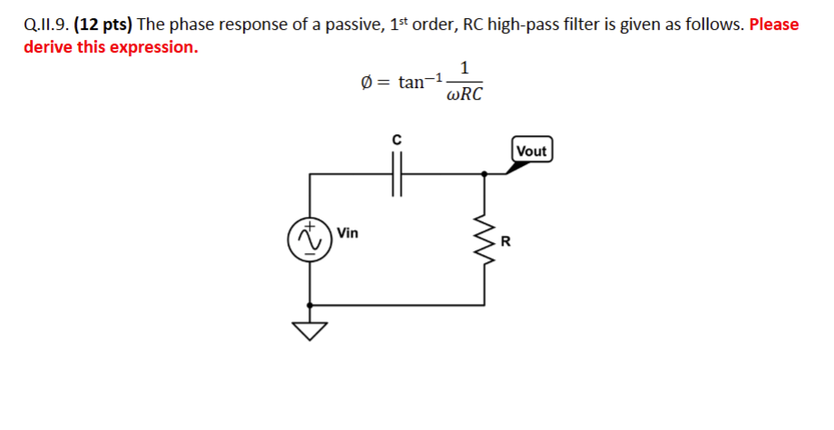 Solved by an EXPERT Q.II.9. (12 pts) ﻿The phase response of ﻿a passive, | Chegg.com