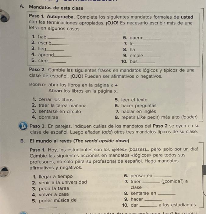 A. Mandatos de esta clase Paso 1. Autoprueba. | Chegg.com