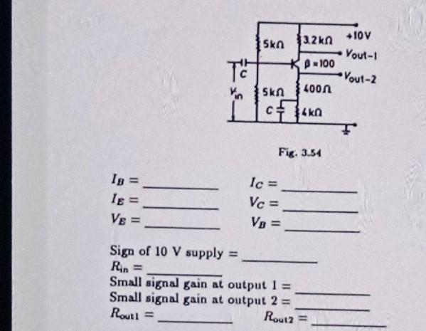 Solved A Si transistor with B = 100 is used in the amplifier | Chegg.com