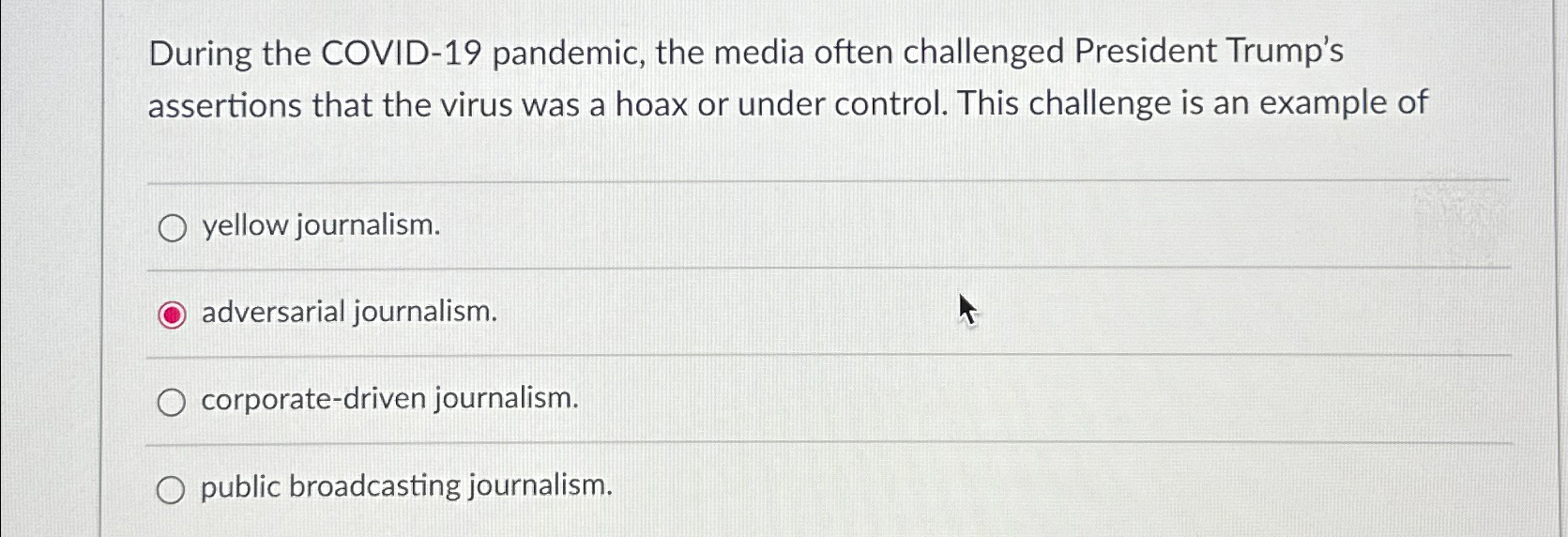 Solved During the COVID-19 ﻿pandemic, the media often | Chegg.com