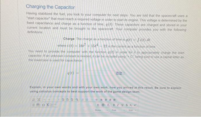 Solved Charging the Capacitor Having stabilized the fuel, | Chegg.com