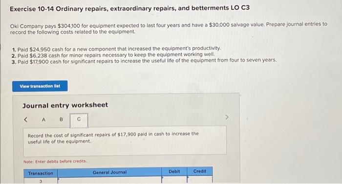 Solved Exercise 10−14 Ordinary repairs, extraordinary | Chegg.com