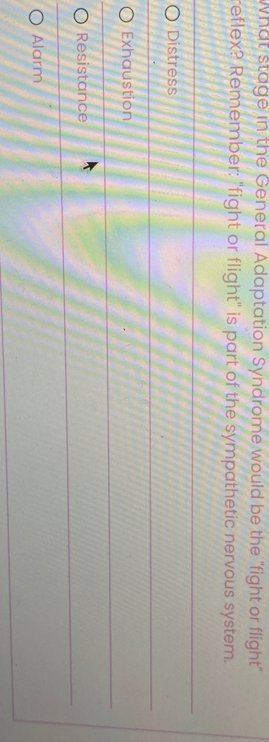 Solved What stage in the General Adaptation Syndrome would | Chegg.com