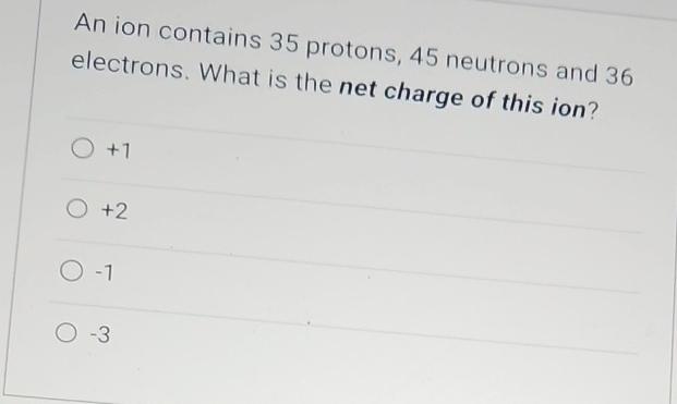 Solved An ion contains 35 ﻿protons, 45 ﻿neutrons and 36 | Chegg.com