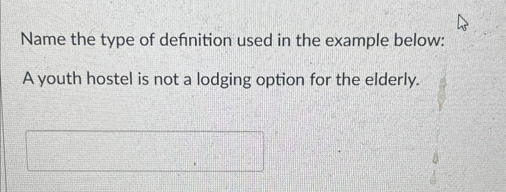 Solved Name the type of definition used in the example | Chegg.com