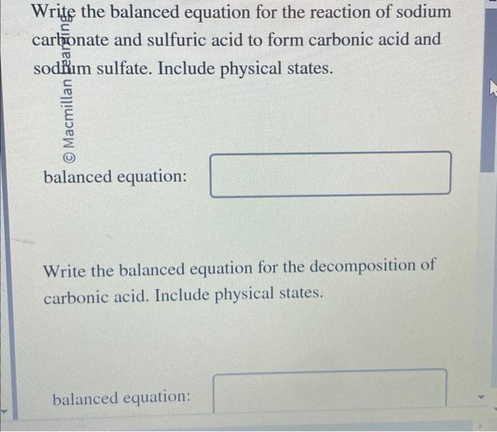 Solved Write the balanced equation for the reaction of | Chegg.com