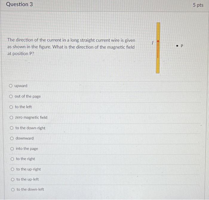 Solved The direction of the current in a long straight | Chegg.com