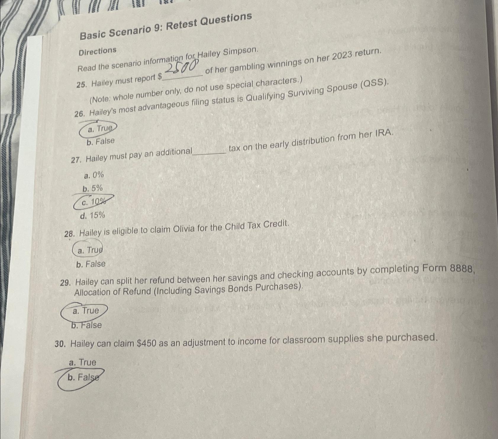 Solved Basic Scenario 9: Hailey SimpsonDirectionsUsing the | Chegg.com
