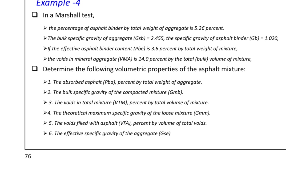 Solved Example -4\\nIn a Marshall test,\\nthe percentage of | Chegg.com