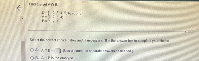 Solved Find the setA∩B | Chegg.com