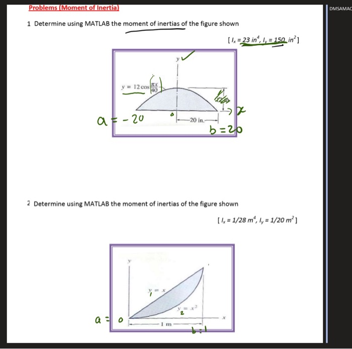 DMSAMAC Problems Moment of Inertia) 1 Determine using | Chegg.com