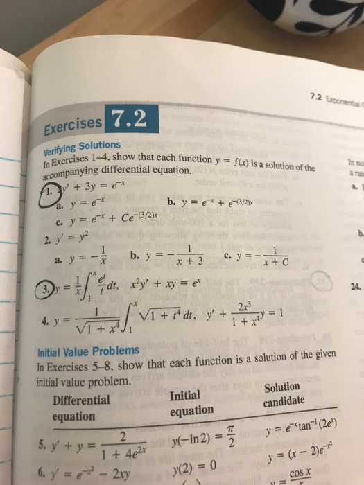 Solved 72 sen Exercises 7.2 Verifying Solutions 1_4 show | Chegg.com
