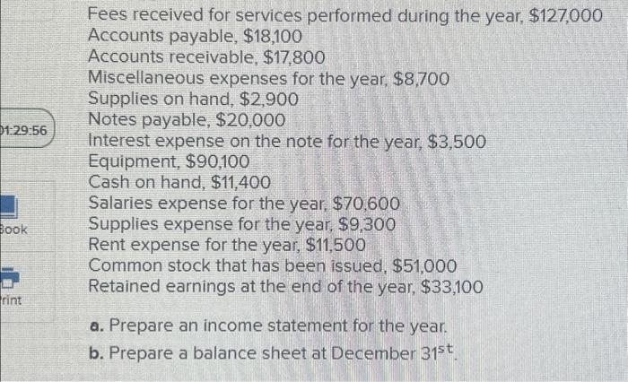 01:29:56 Book Fees received for services performed | Chegg.com