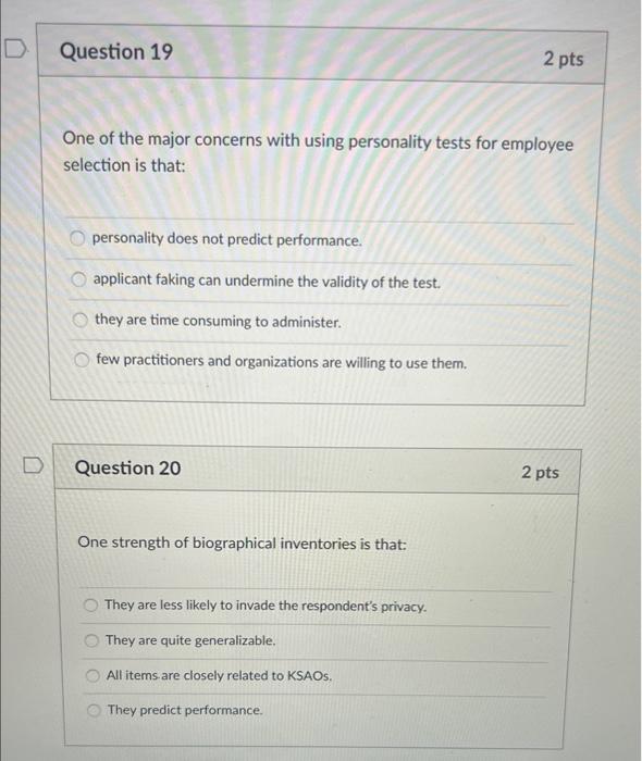 Solved One of the major concerns with using personality | Chegg.com