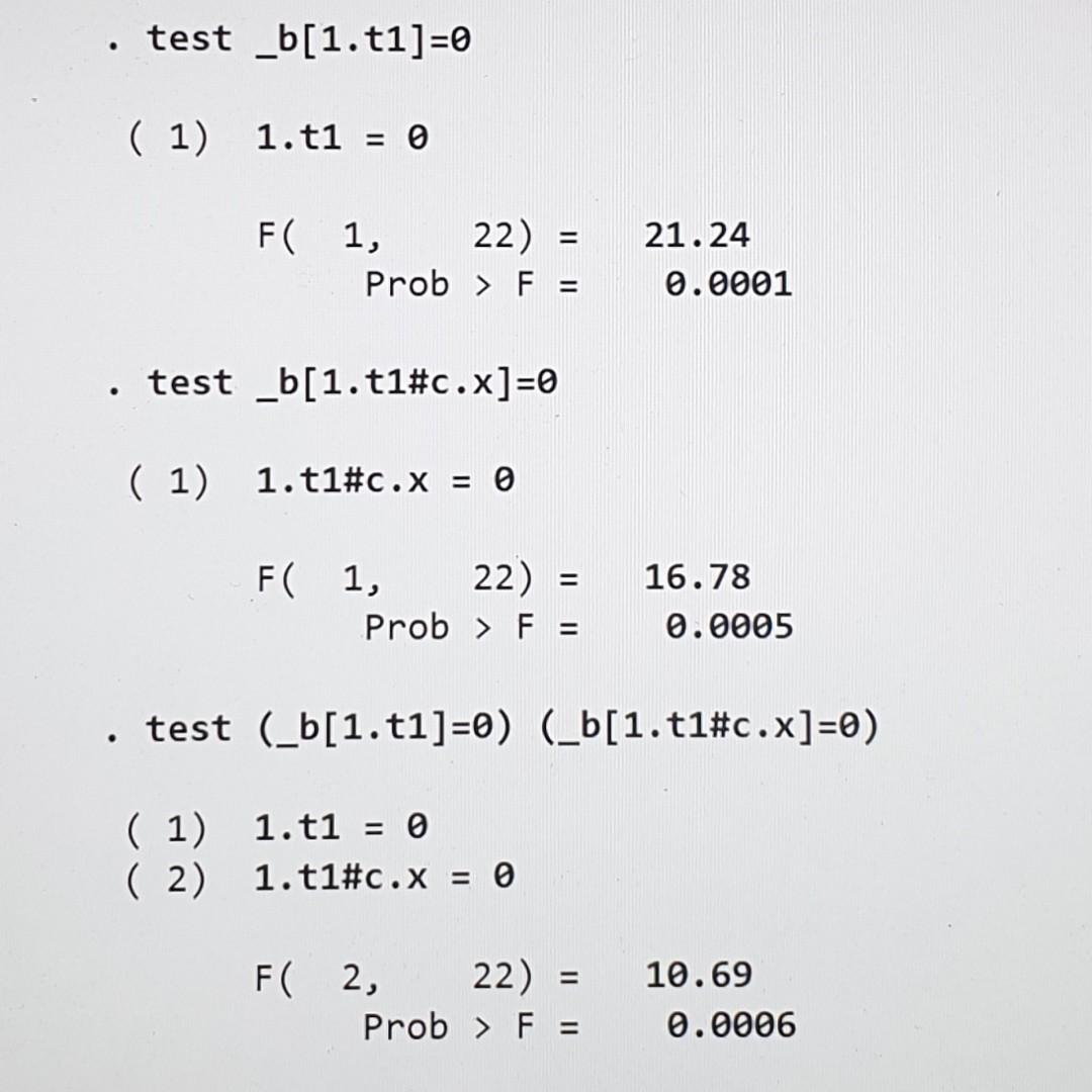 Solved regress y c.x##t1 Source SS df MS = Model Residual | Chegg.com
