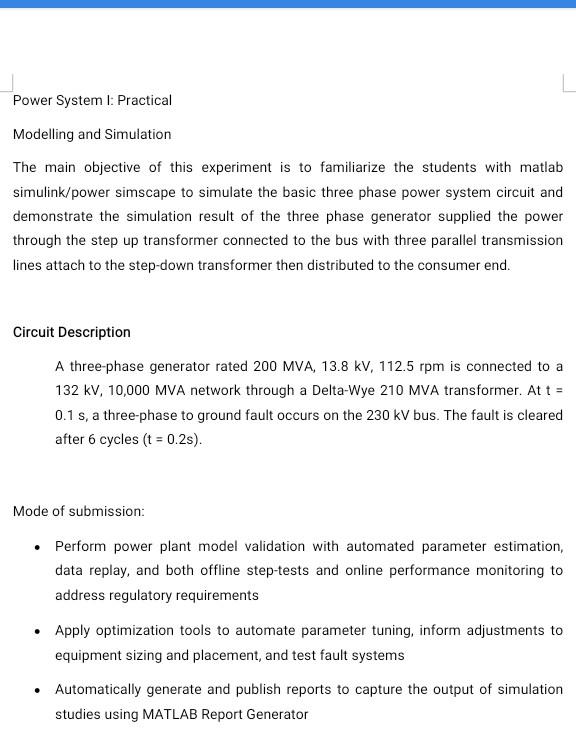 Solved Power System I: Practical Modelling and Simulation | Chegg.com