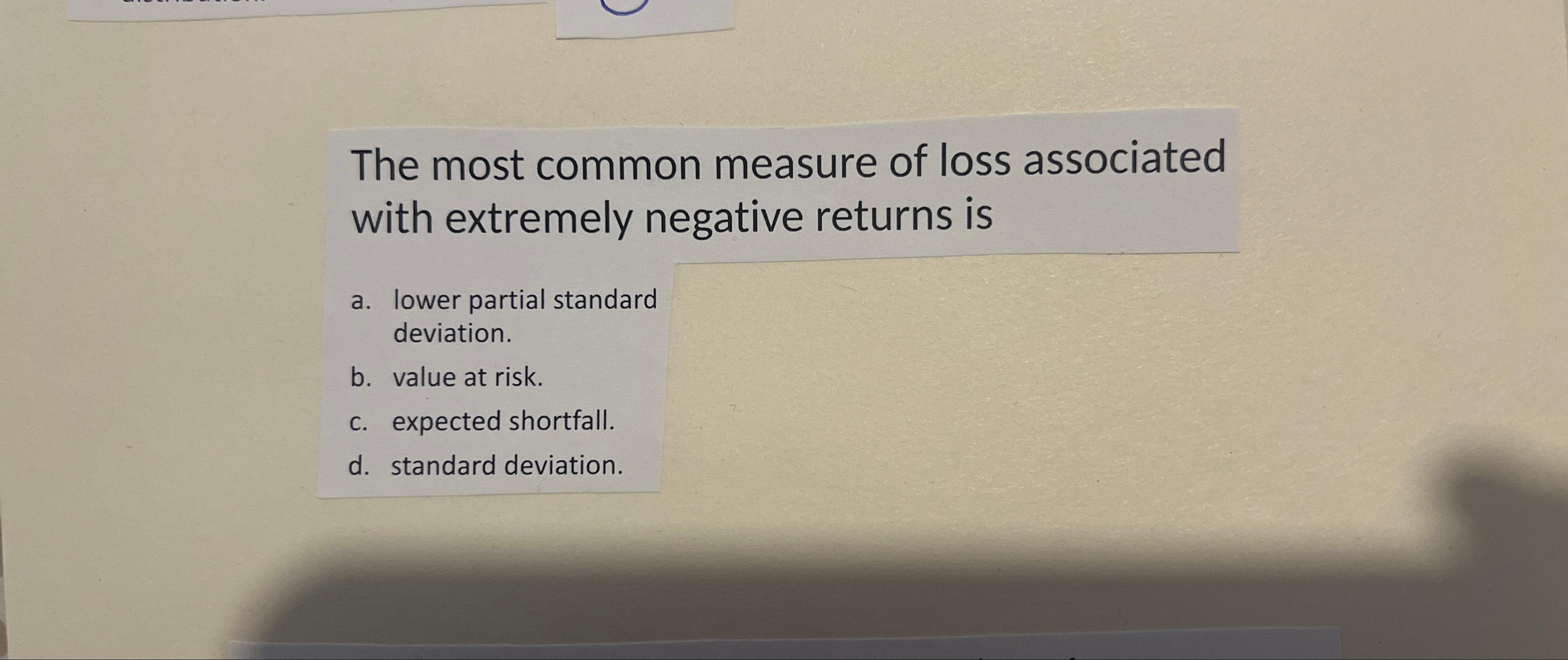 Solved The most common measure of loss associated with | Chegg.com