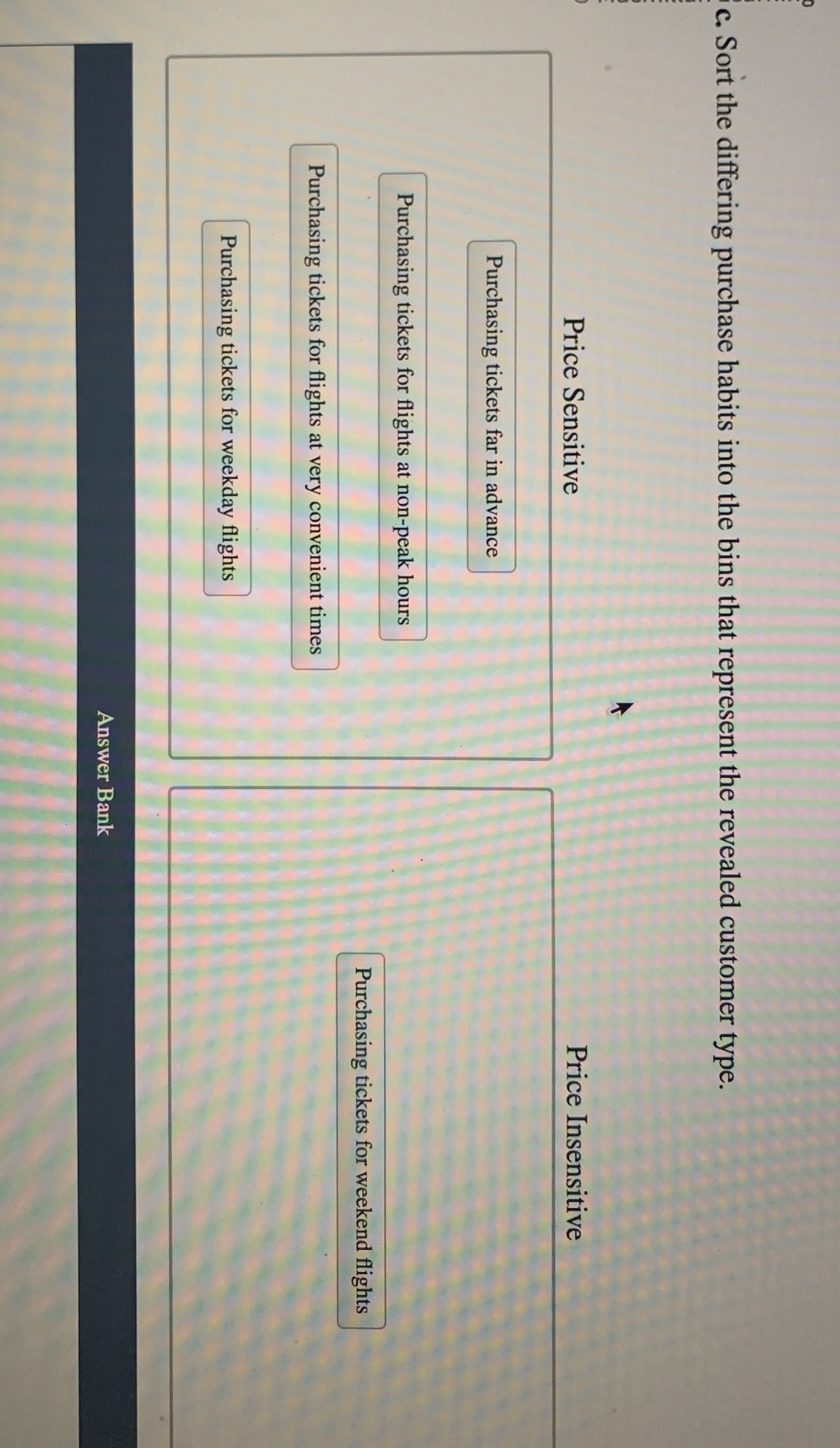 Solved c. ﻿Sort the differing purchase habits into the bins | Chegg.com