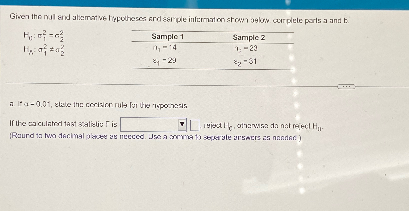 Solved Given the null and alternative hypotheses and sample | Chegg.com