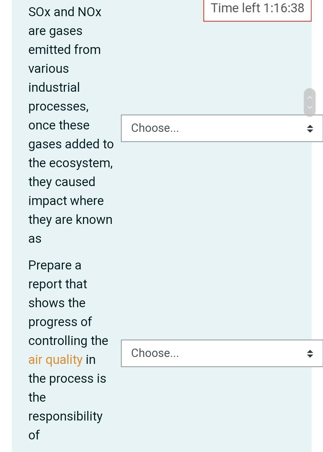 Solved SOX and NOX Time left 1:16:38