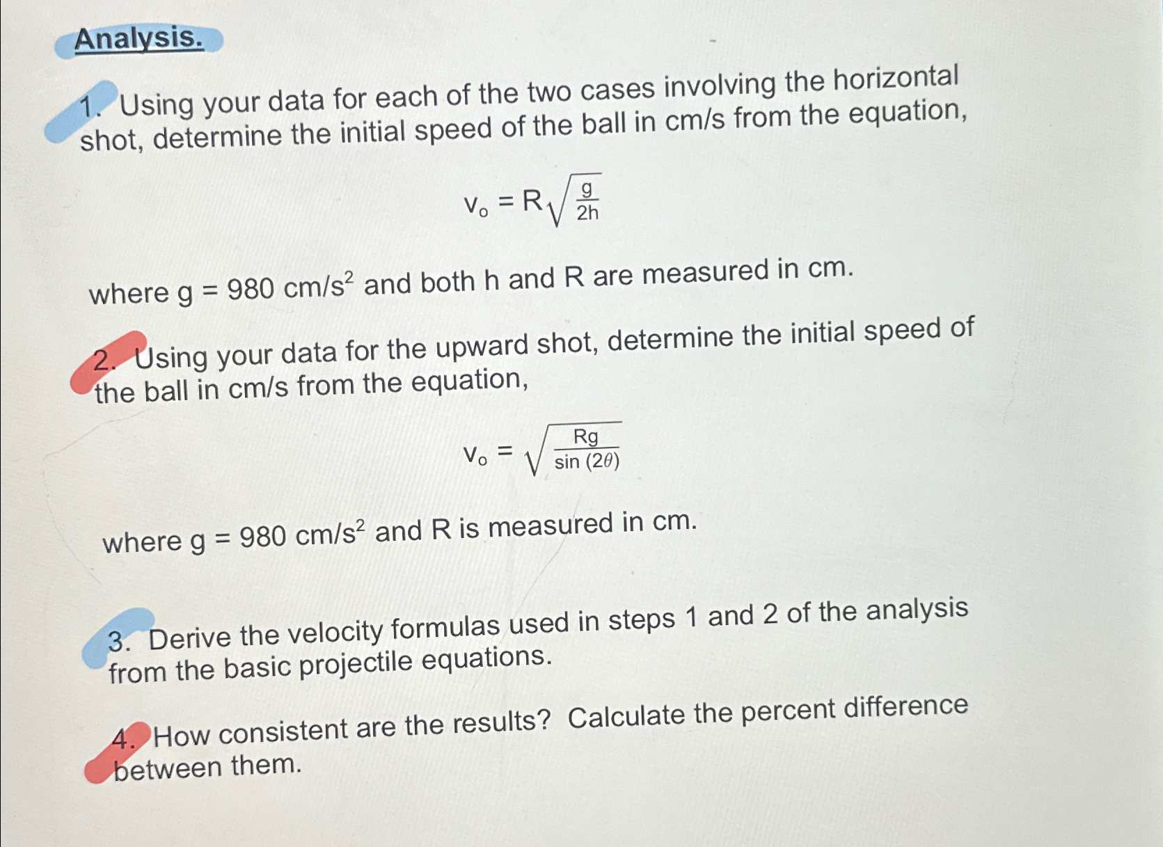 Solved Analysis.Using your data for each of the two cases | Chegg.com
