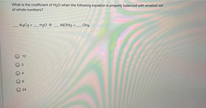 Solved What is the coefficient of H20 when the following | Chegg.com