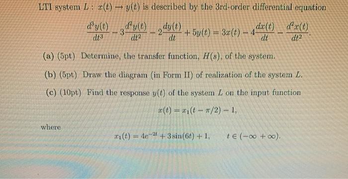 Solved LTI system L: r(t) = y(t) is described by the | Chegg.com